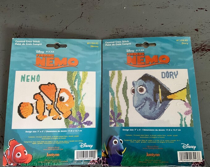 Disney's Finding Nemo Set of 2 Nemo & Dory Counted Cross Stitch Kits 7 ...