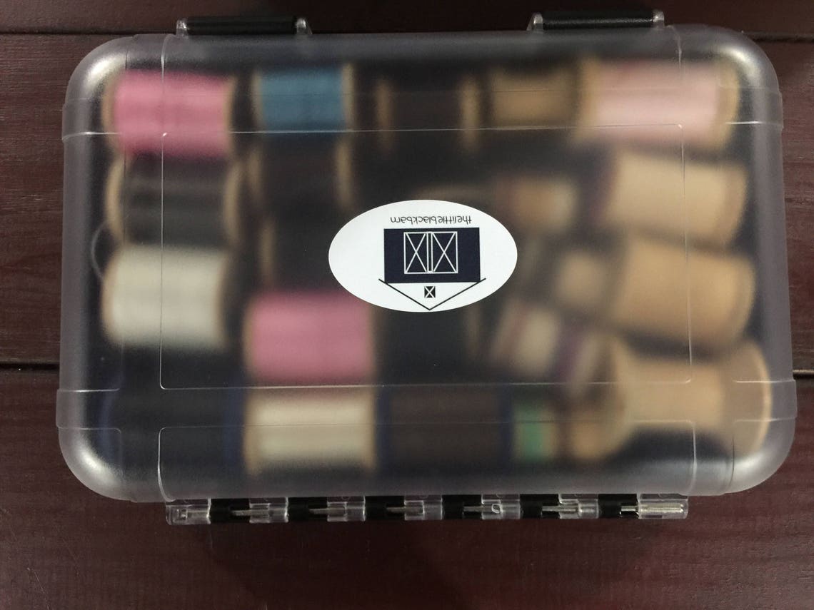 Wooden thread spools in a nice sewing project box Vintage | Etsy