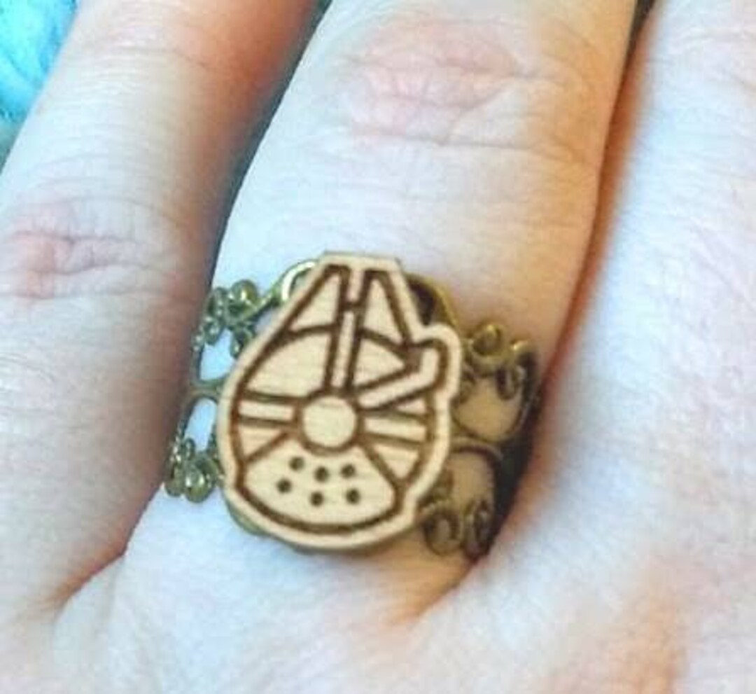 Millennium Falcon Ring Adjustable Antique Copper Wood Cabochon Ring - Etsy