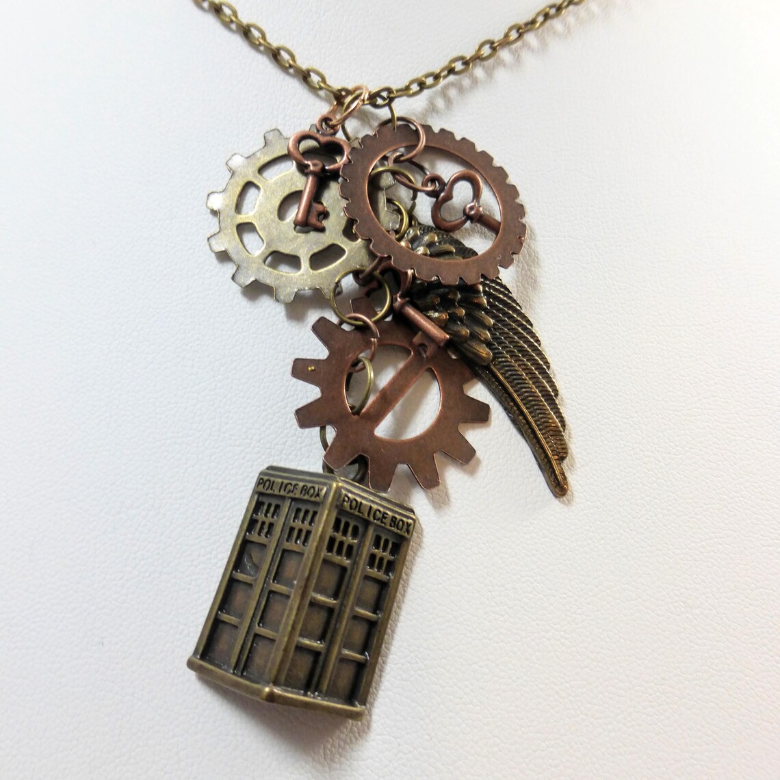 TARDIS Doctor Who Necklace Bronze Tone - Etsy