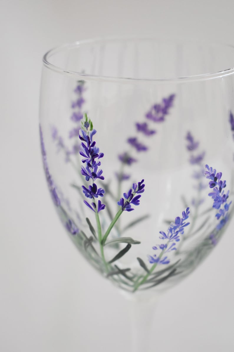 Lavender Hand Painted Wine Glass - Etsy