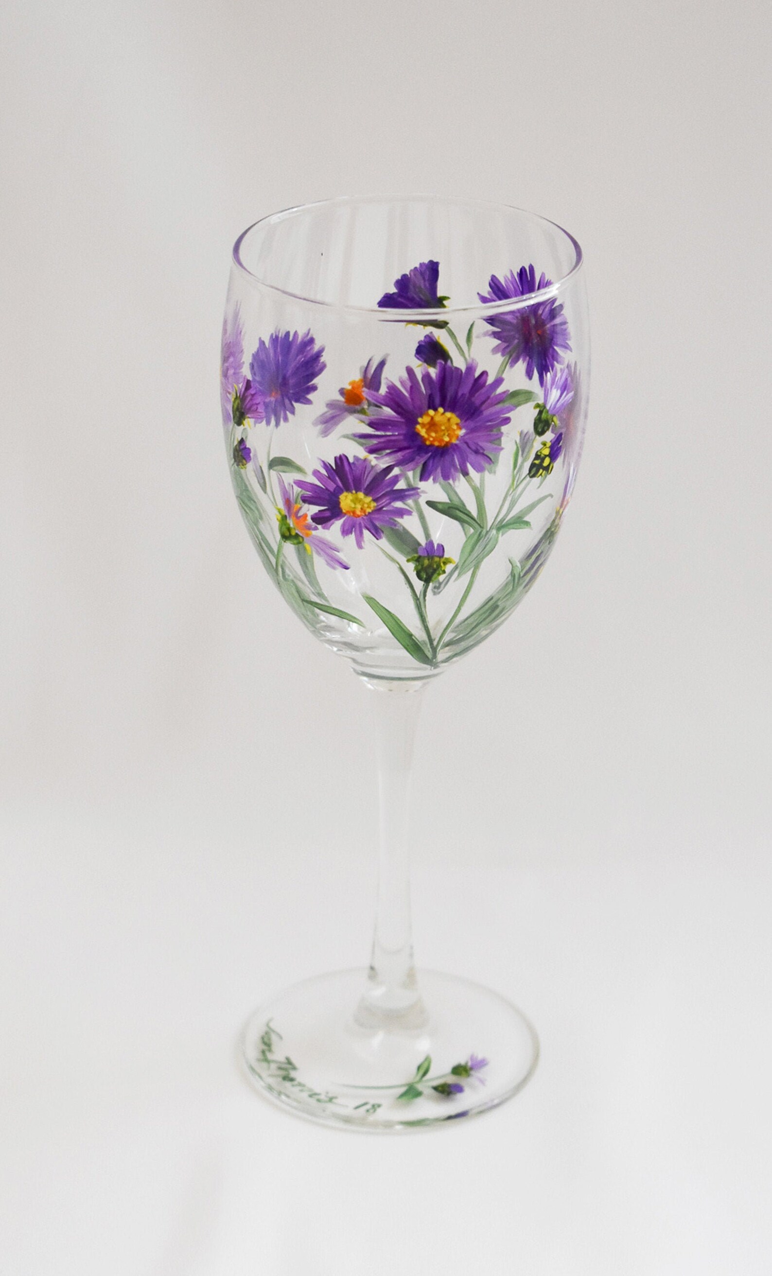 Aster Hand Painted Wine Glass - Etsy