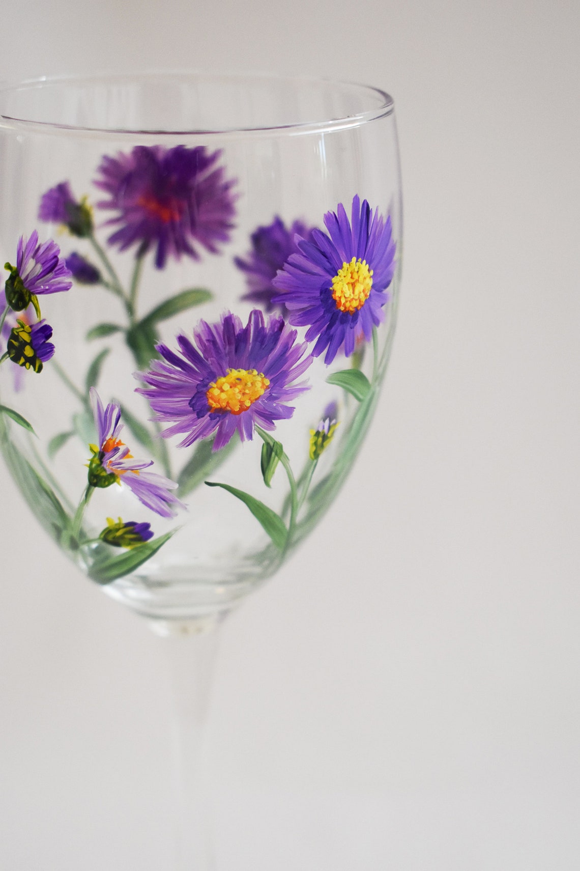 Aster Hand Painted Wine Glass - Etsy