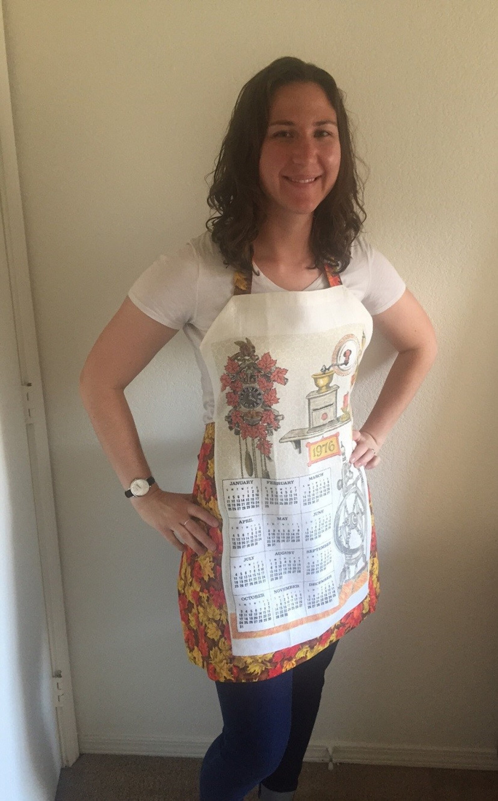 Women's Apron - 1976 Calendar Apron - Autumn Apron - Upcycled Apron ...