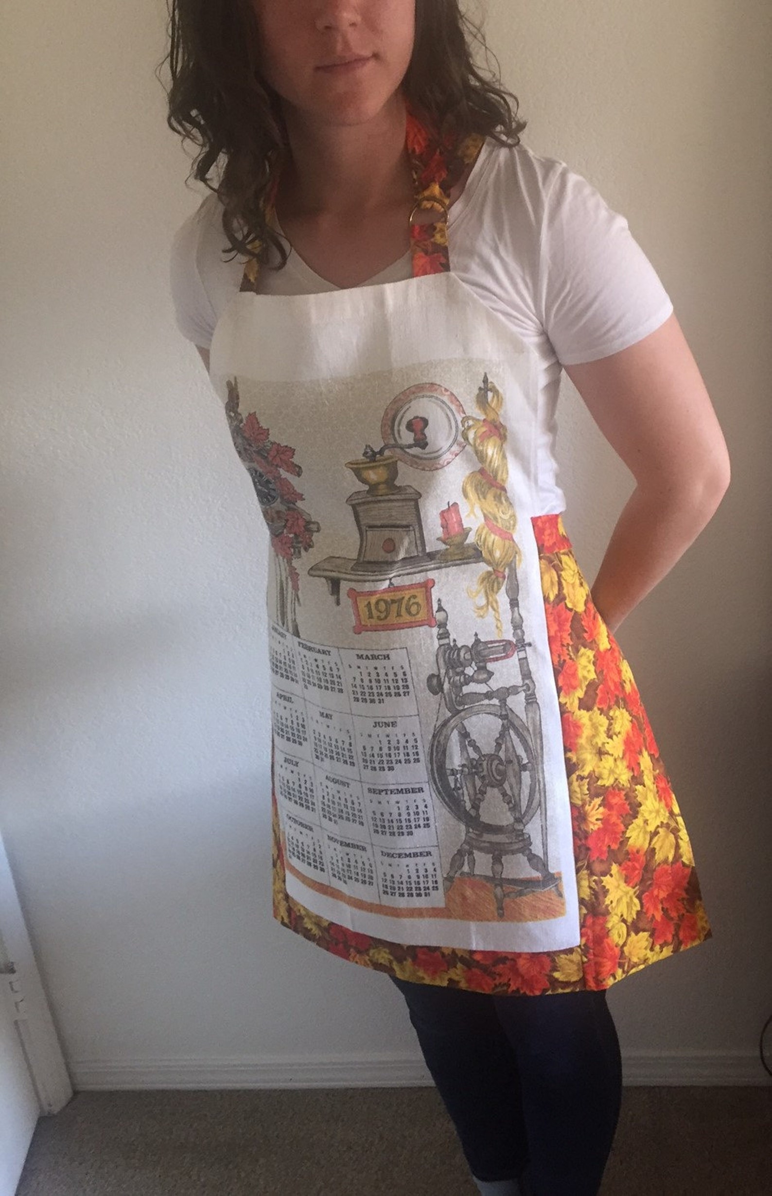 Women's Apron - 1976 Calendar Apron - Autumn Apron - Upcycled Apron ...