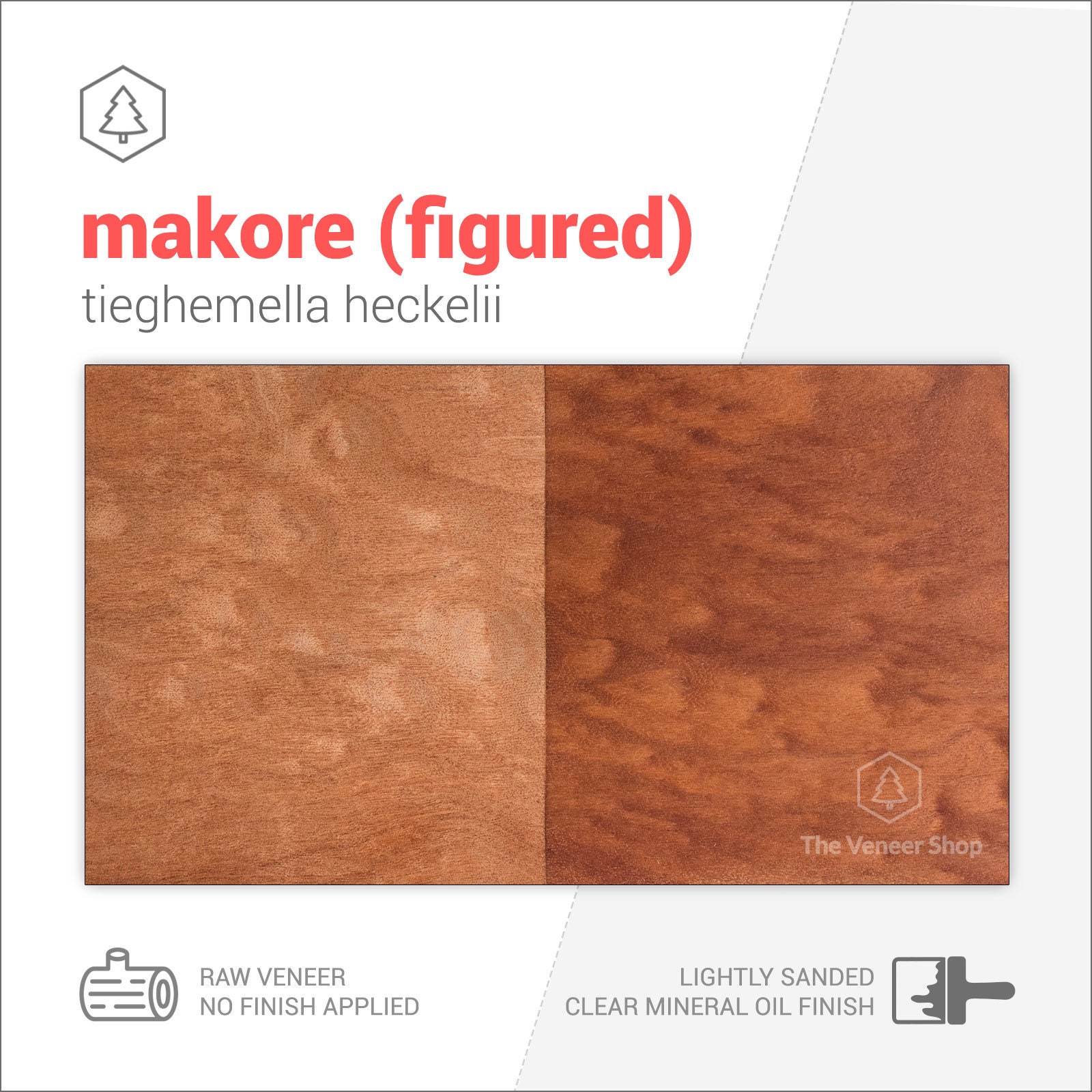 Figured Makore Wood Veneer Sheets 56x24cm 2 Sheets Grade AA | Etsy