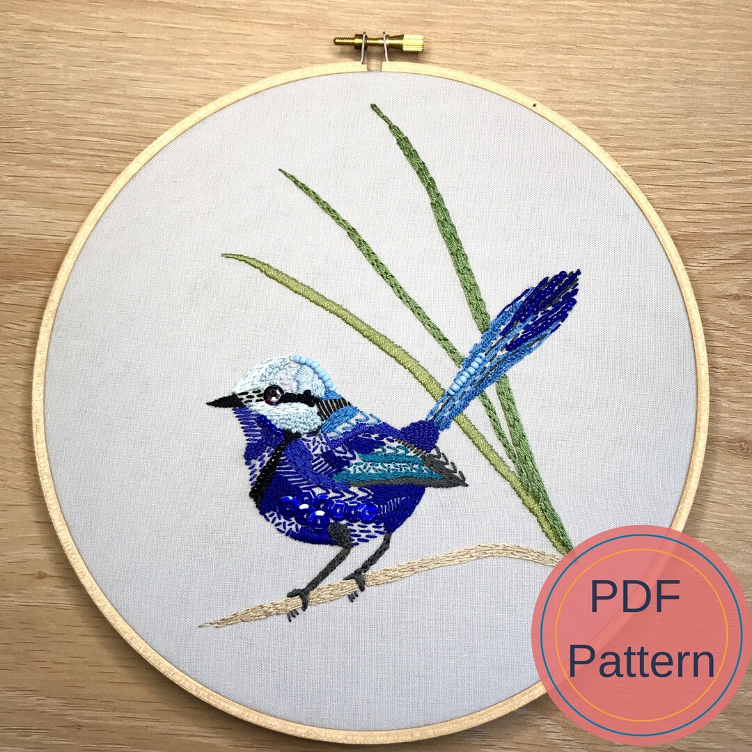 PDF Embroidery Pattern - Splendid Fairy Wren - Australian Birds ...