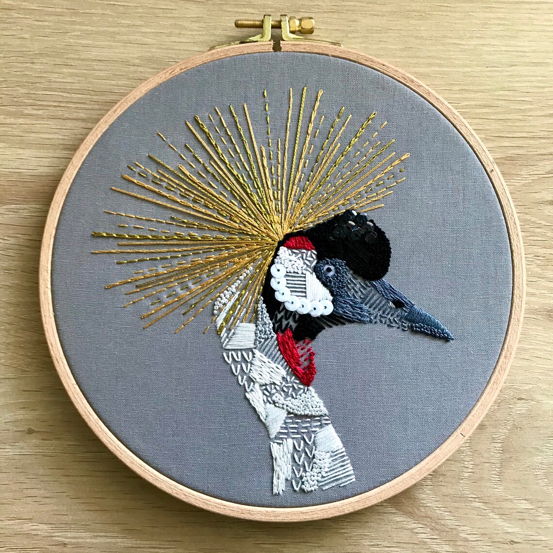 PDF Pattern Grey Crowned Crane Modern Embroidery Art | Etsy
