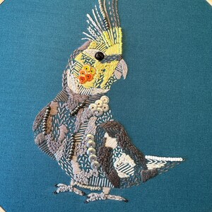 Cockatiel Digital Downloadable Pattern, Modern Embroidery Art, Handmade ...
