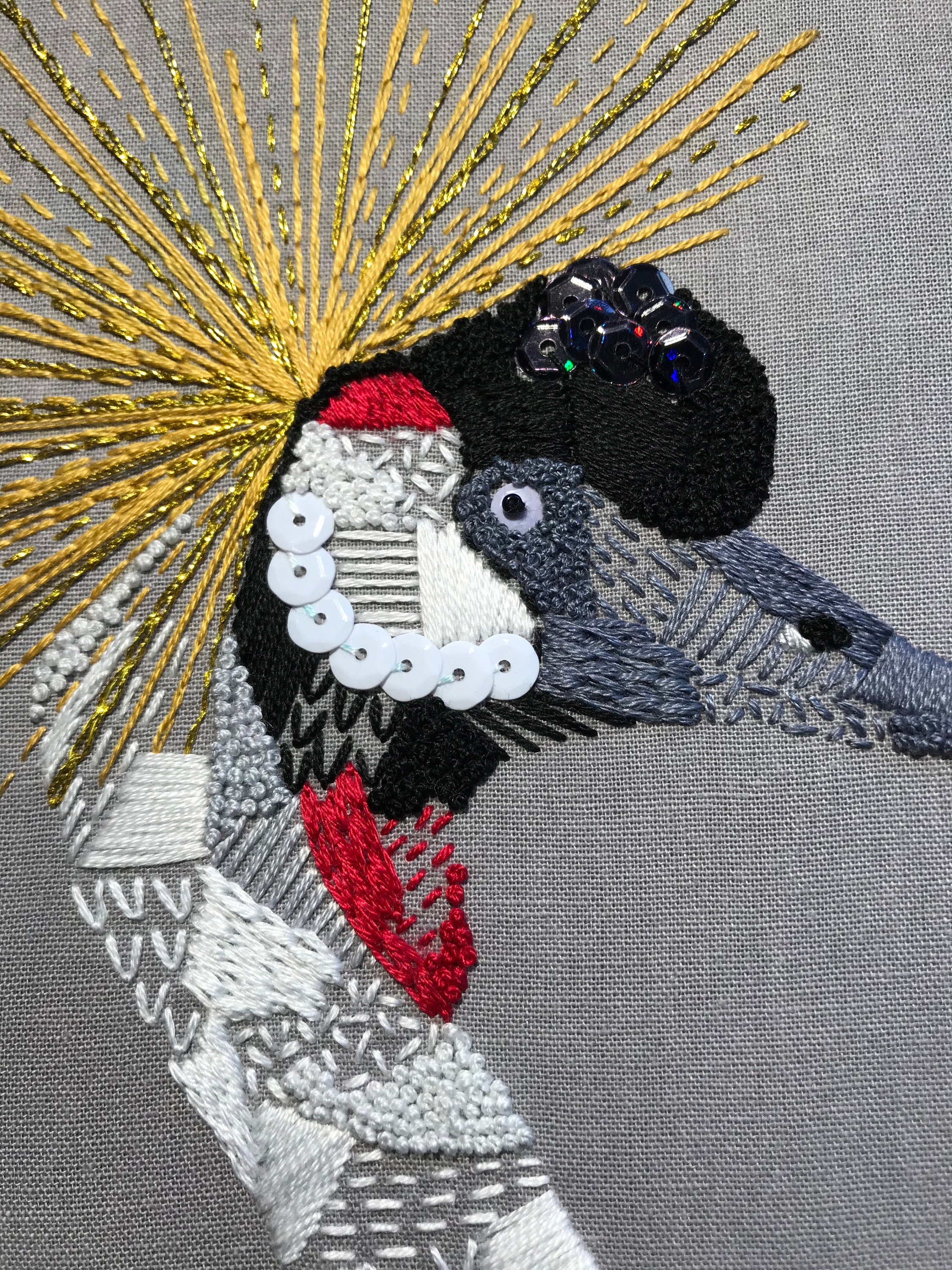 PDF Pattern Grey Crowned Crane Modern Embroidery Art | Etsy