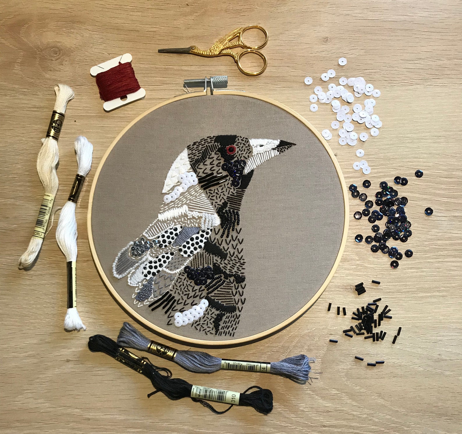 Australian Magpie Embroidery Pattern: Modern Bird Art (PDF Pattern) - Etsy