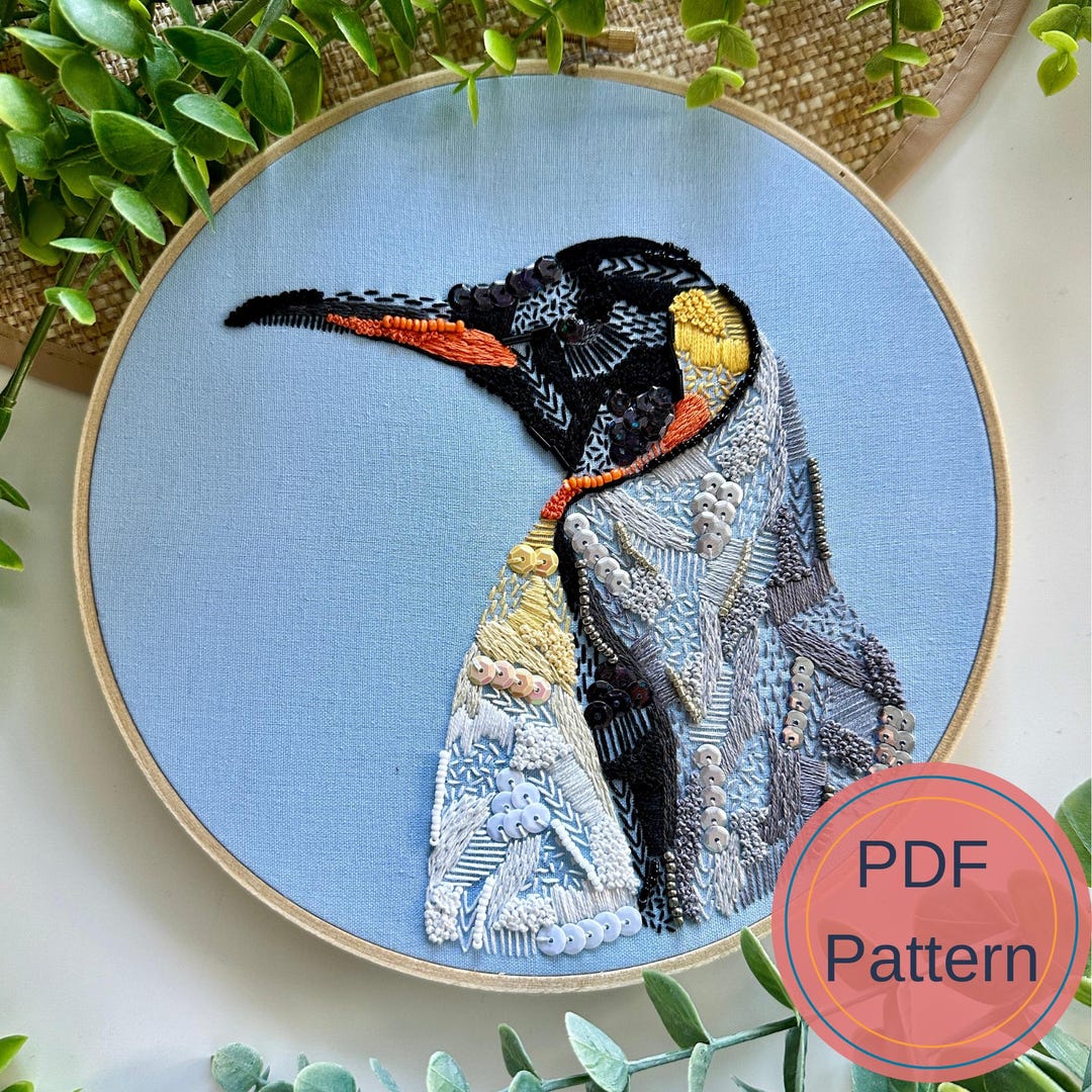 King Penguin Embroidery Pattern: Modern Bird Art (PDF Pattern) - Etsy