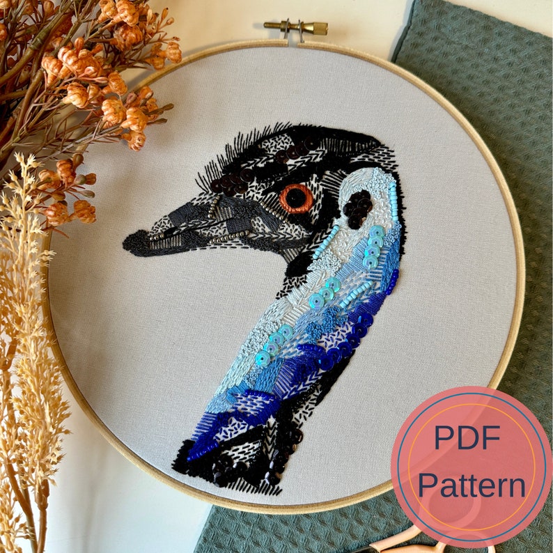 Emu Embroidery Pattern: Modern Bird Art (PDF Pattern) - Etsy