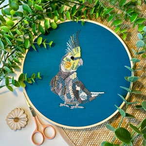 Cockatiel Digital Downloadable Pattern, Modern Embroidery Art, Handmade ...