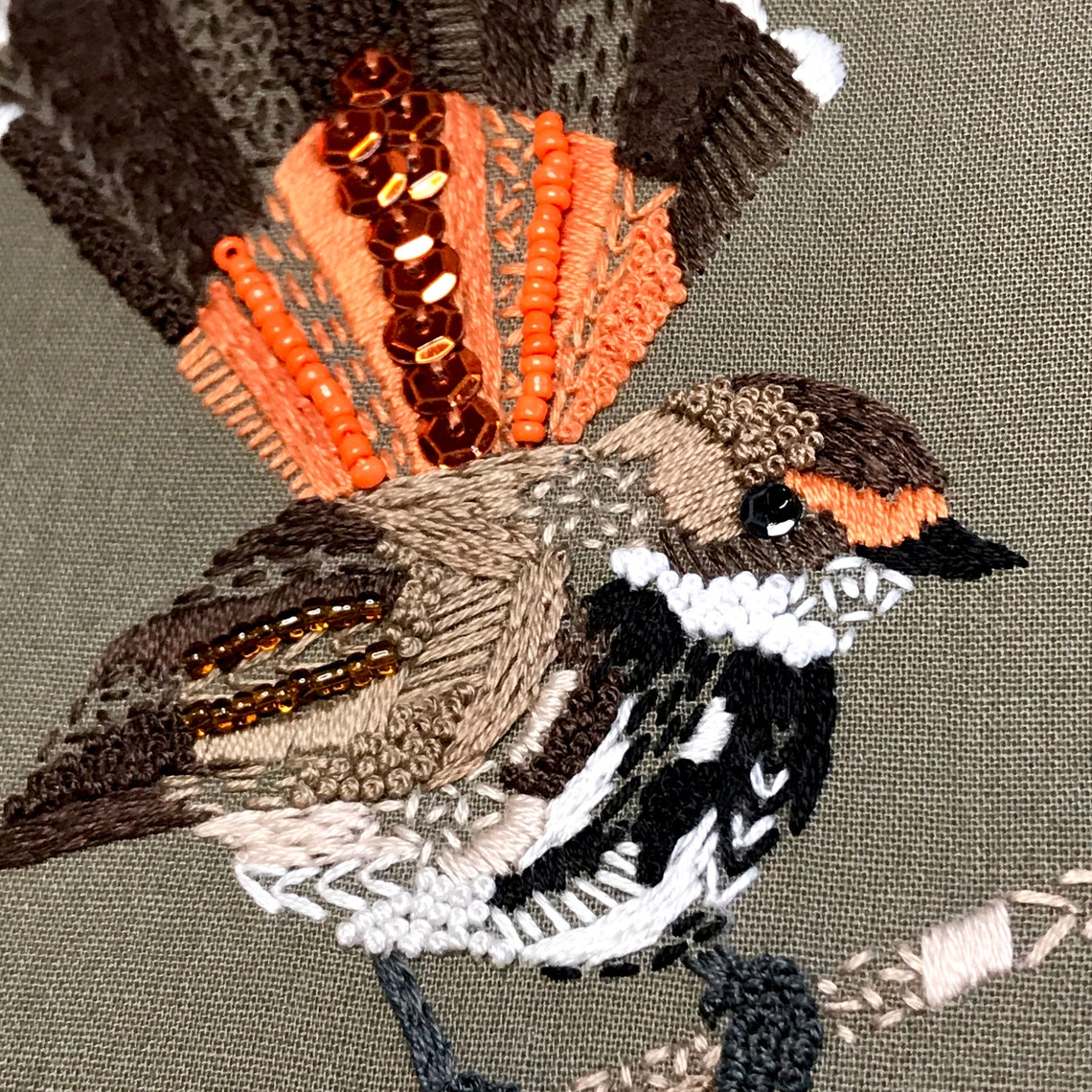 PDF Embroidery Pattern - Rufous Fantail - Australian Birds, Digital ...