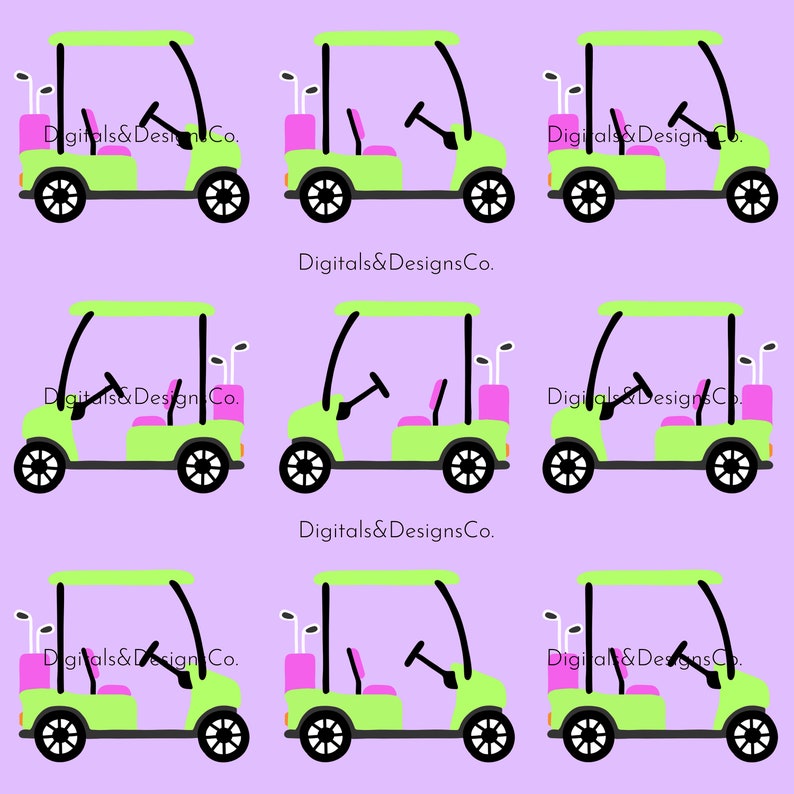 Seamless Golf Cart Digital Pattern | Continuous Repeat Pattern | Preppy ...