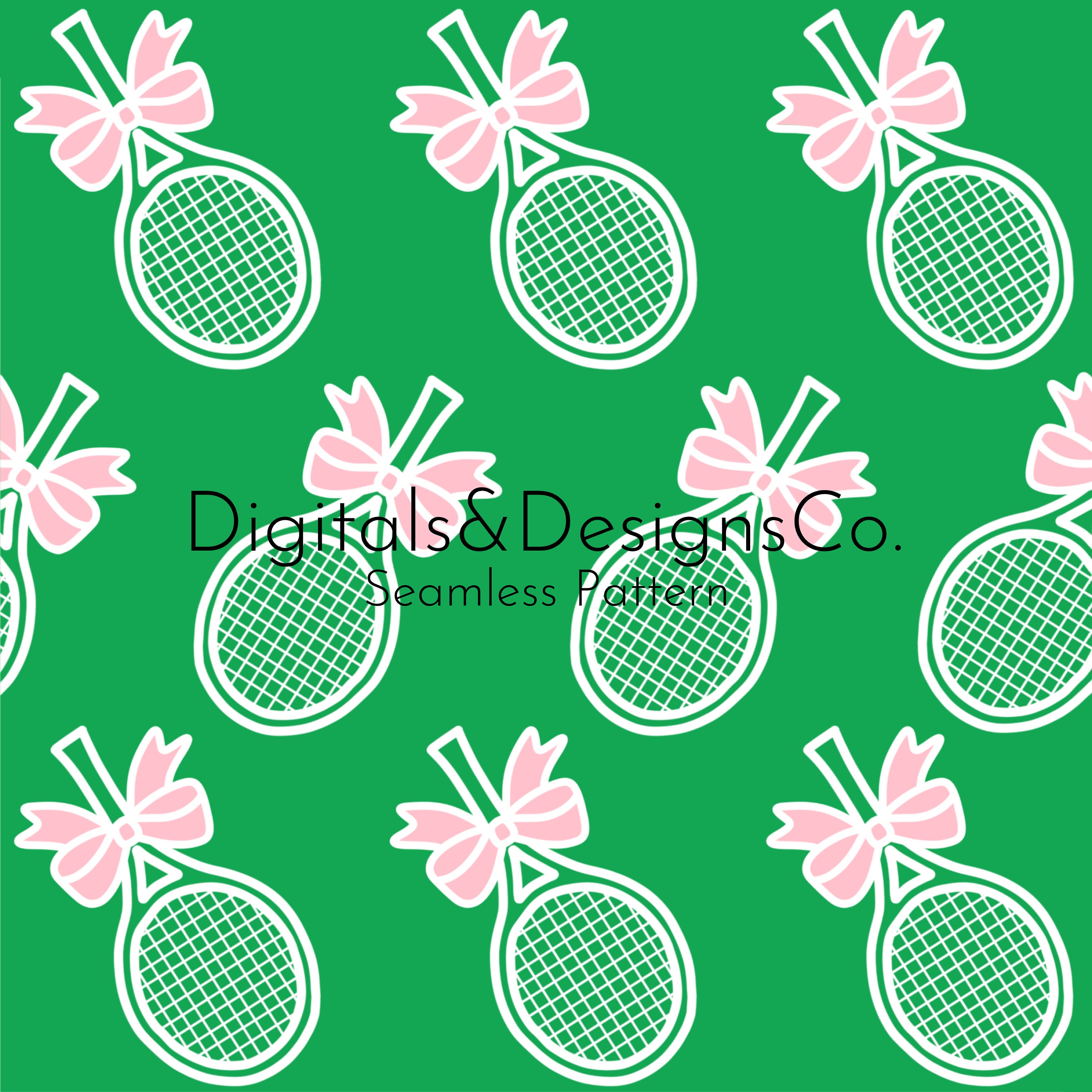Seamless Digital Print, Cute and Classy Preppy Tennis Racquet With Bows ...