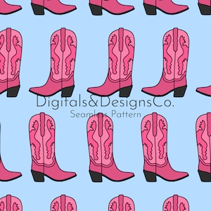 Seamless Cowgirl Digital Pattern | Continuous Repeat Pattern | Pink ...