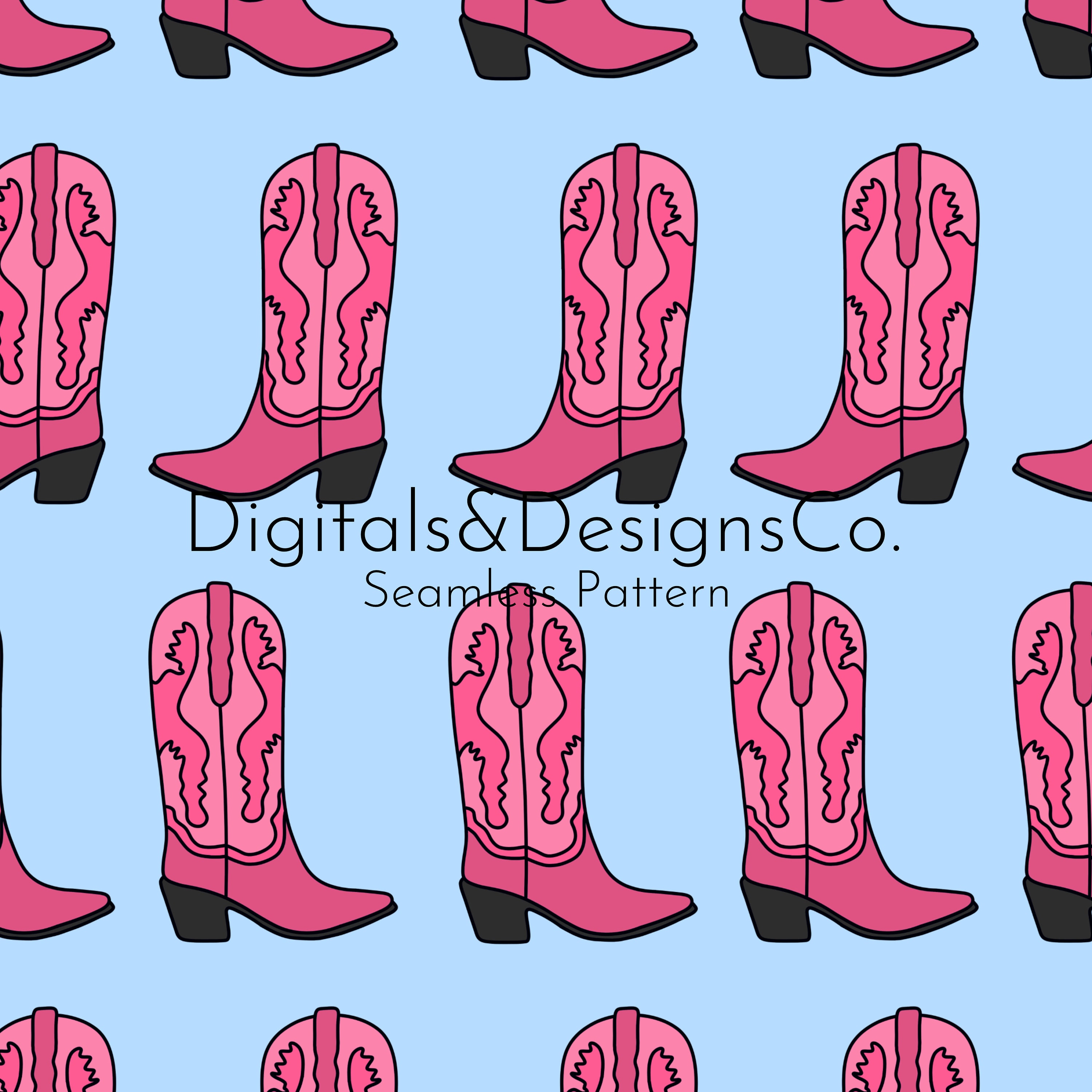 Seamless Cowgirl Digital Pattern | Continuous Repeat Pattern | Pink ...