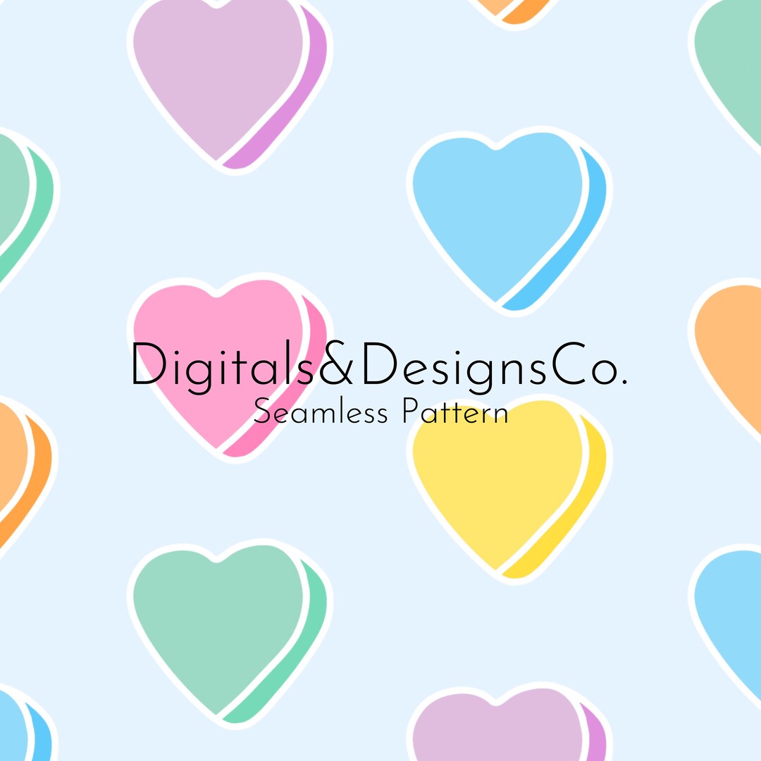 Seamless Candy Hearts Digital Pattern | Continuous Pattern | Valentine ...