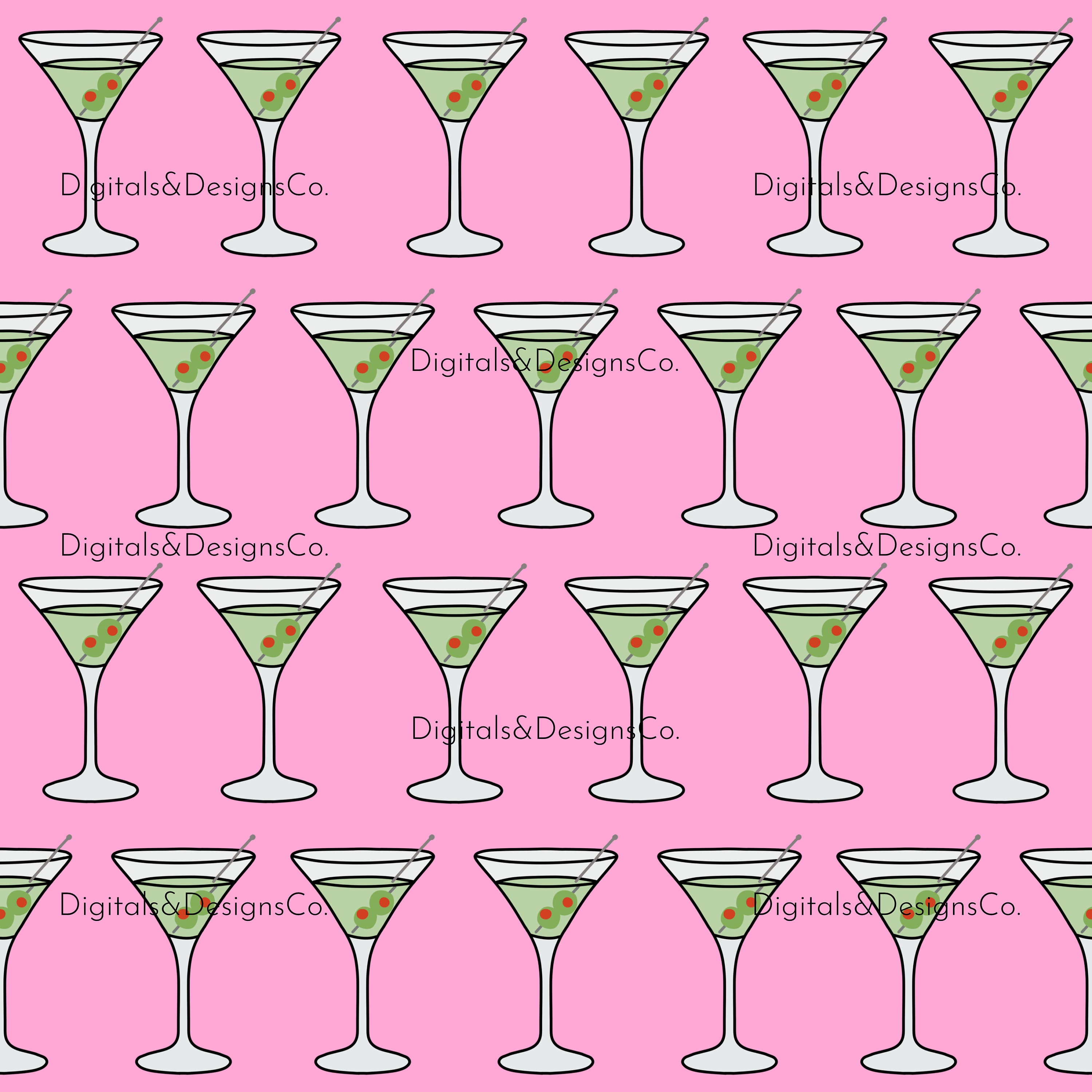 Seamless Martini Digital Pattern | Continuous Repeat Pattern | Classy ...