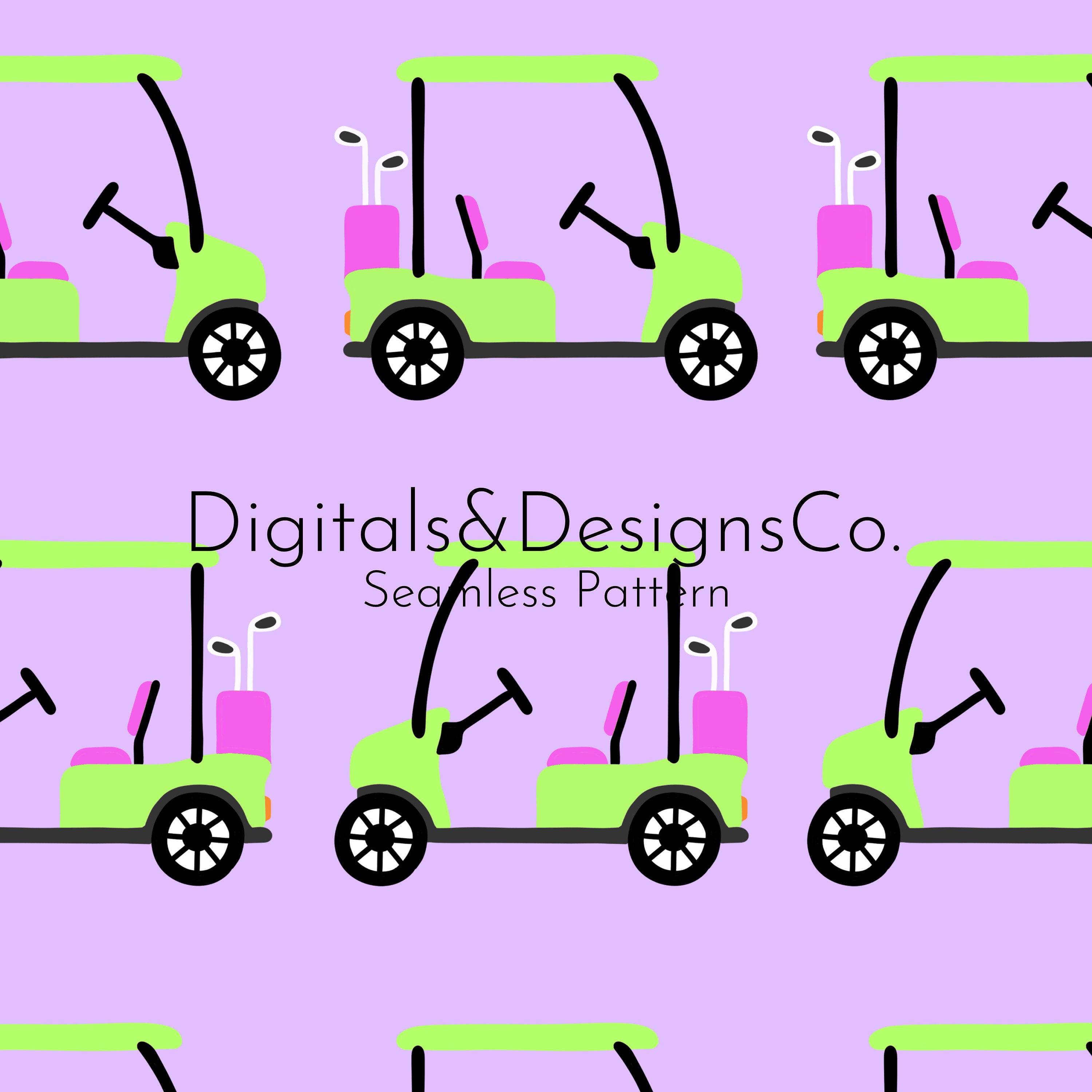 Seamless Golf Cart Digital Pattern | Continuous Repeat Pattern | Preppy ...
