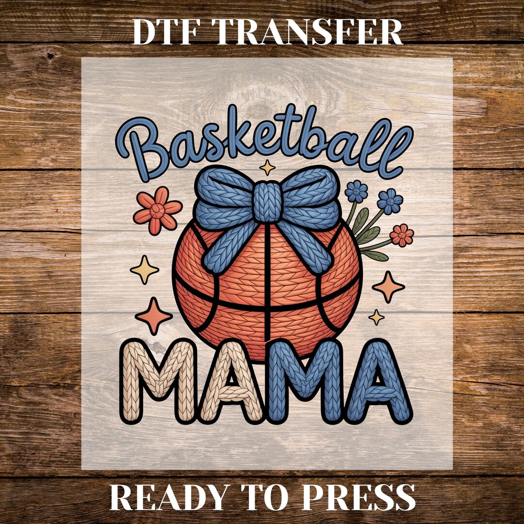 Faux Yarn Basketball Mama Ready to Press DTF: Crochet Sports, Ready to ...