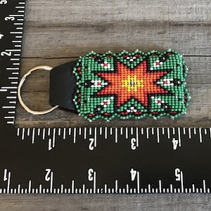 Native American Beaded Keychain Beaded Keyring Beaded Star Feathers ...