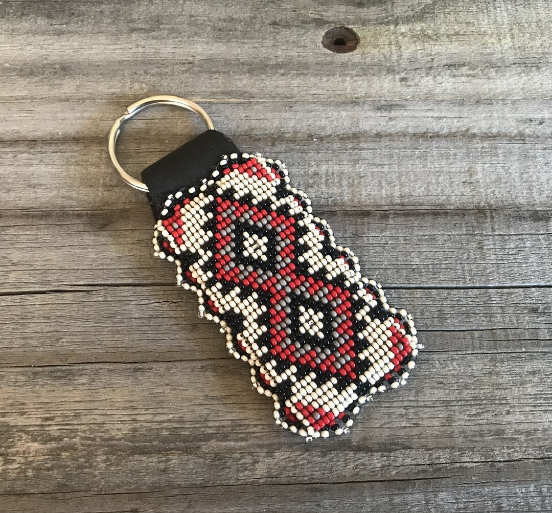 Native American Beaded Keychain Beaded Keyring Beaded Navajo Rug Design ...