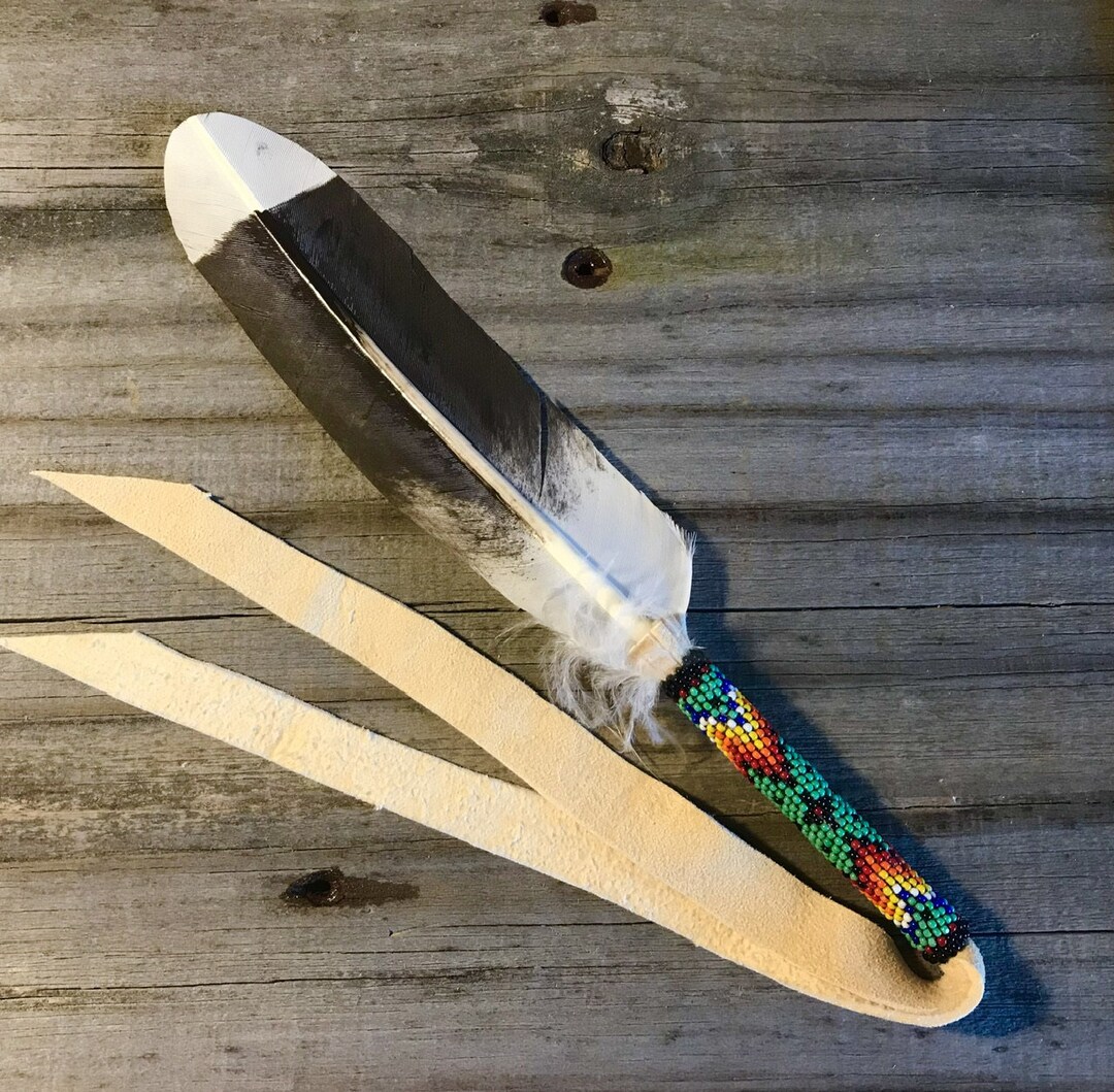 Native American Beaded Hand-painted Feather - Etsy