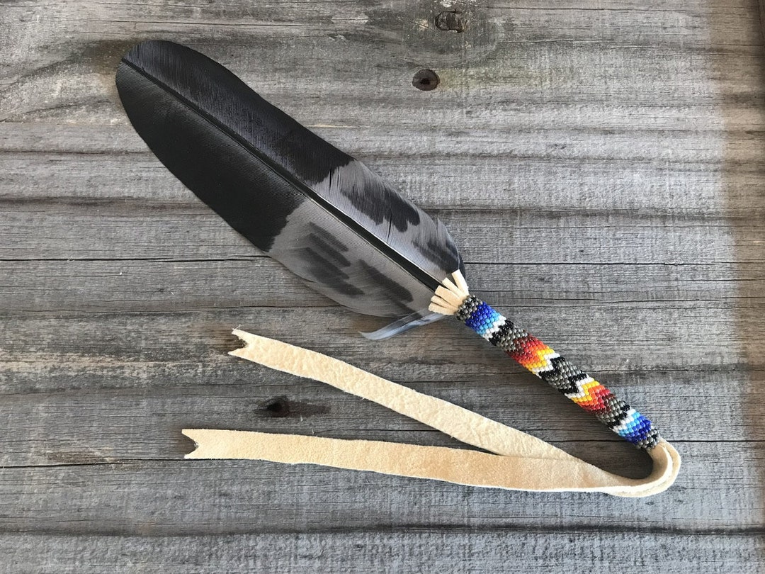 Native American Beaded Hand-painted Feather - Etsy
