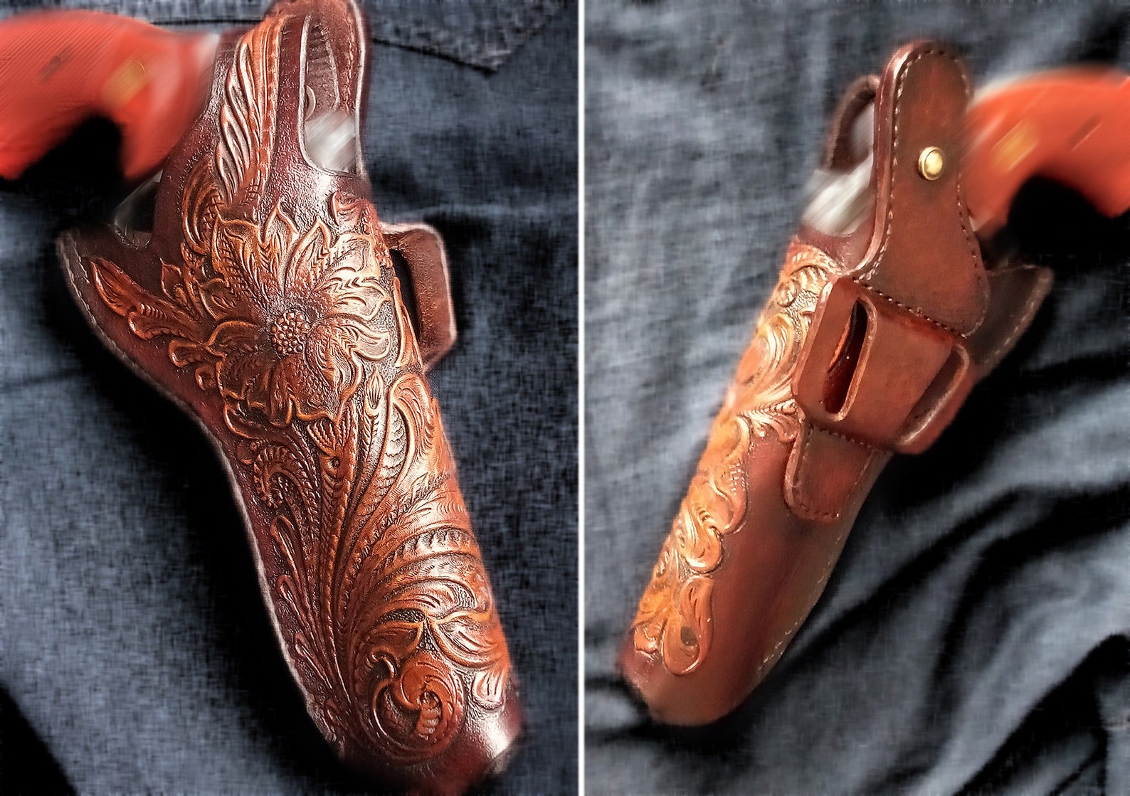 Tooled Colt Python Holster Thumb Snap Sheridan Floral Design - Etsy Canada