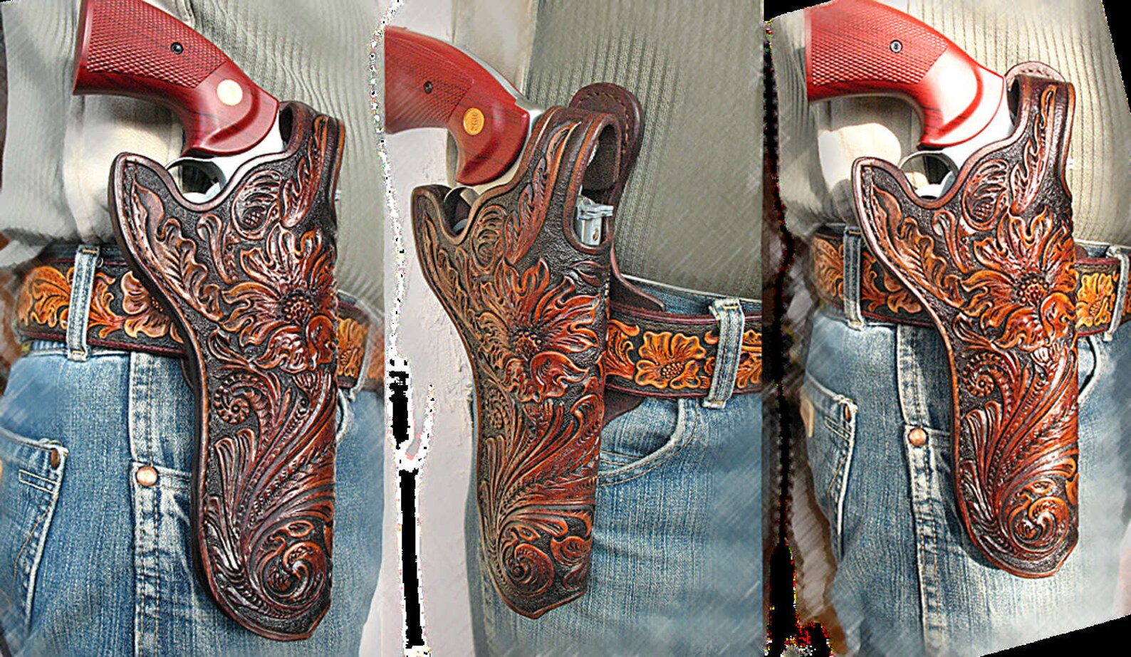 Tooled Colt Python Holster Thumb Snap Zombie Killer Sheridan - Etsy