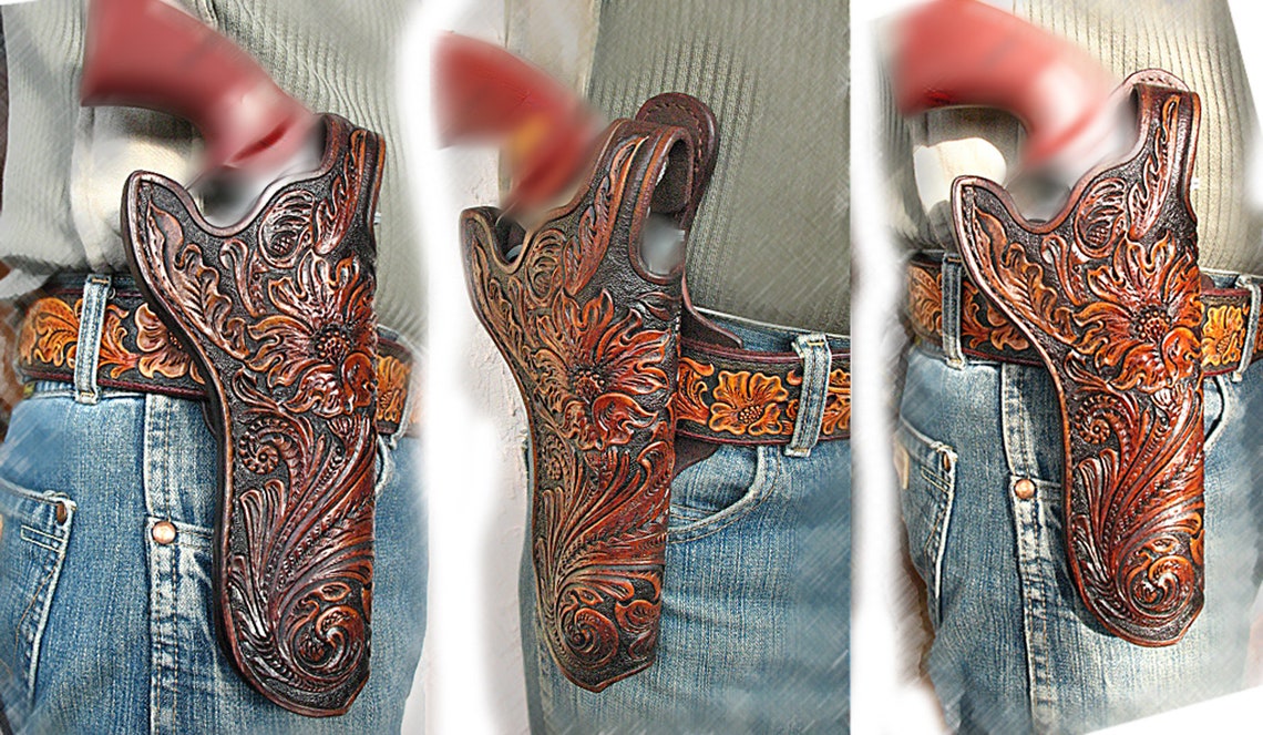 Tooled Colt Python Holster Thumb Snap Zombie Killer Sheridan - Etsy