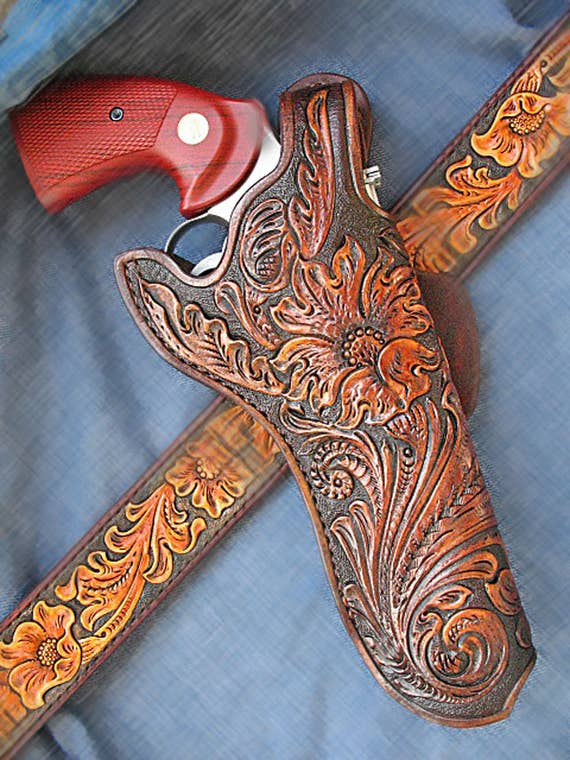 Tooled Colt Python Holster thumb snap zombie killer sheridan