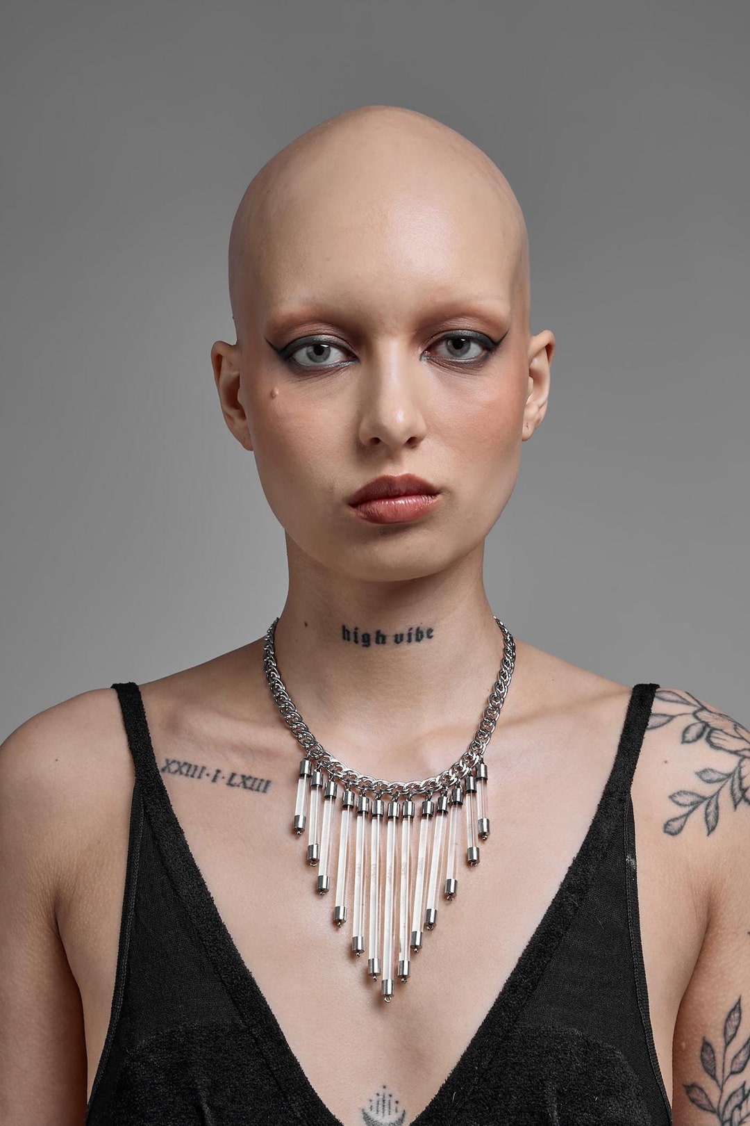 White/ Silver Colored Necklace, Futuristic, Unisex, Handcrafted in ...