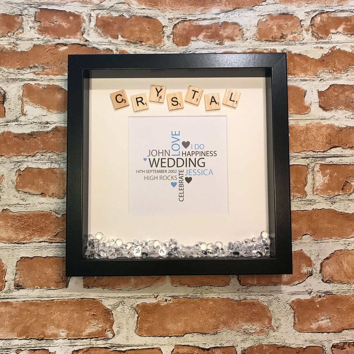 Crystal 15 Year Anniversary Frame With Word Cloud Crystal - Etsy