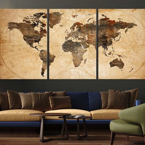 Extra Large Wall Art World Map Exclusive World Map Canvas | Etsy
