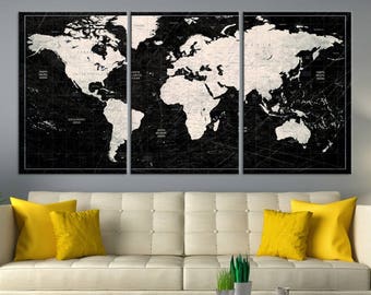 3 Piece World Map - Etsy