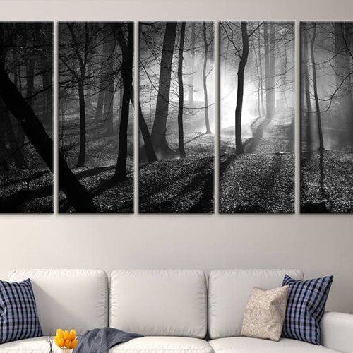 Trees in Black and White Canvas Print Wall Art 3 Panel | Etsy