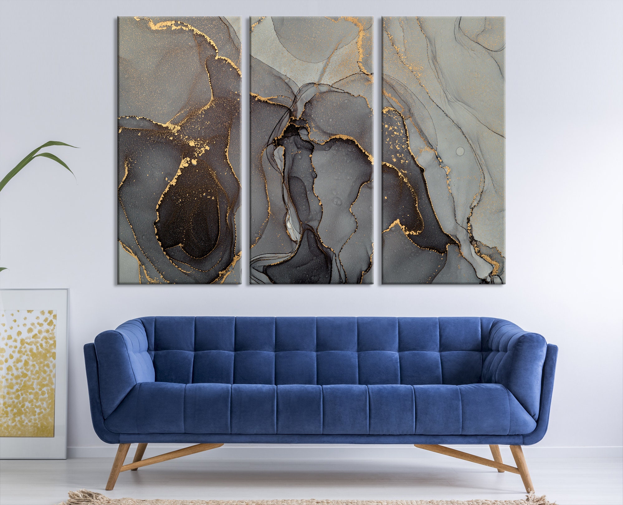 Arte de pared de lienzo abstracto gris / pintura abstracta / | Etsy