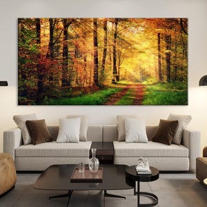 Sun Through Restful Forest Canvas Art Print, Autumn Forest Wall Art ...