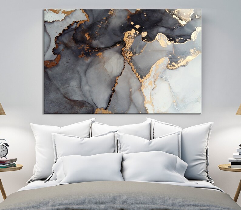 Grey Gold Abstract Painting Abstract Print Large Wall Art - Etsy