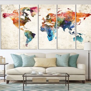 Watercolor World Map Painting Art Extra Large World Map - Etsy