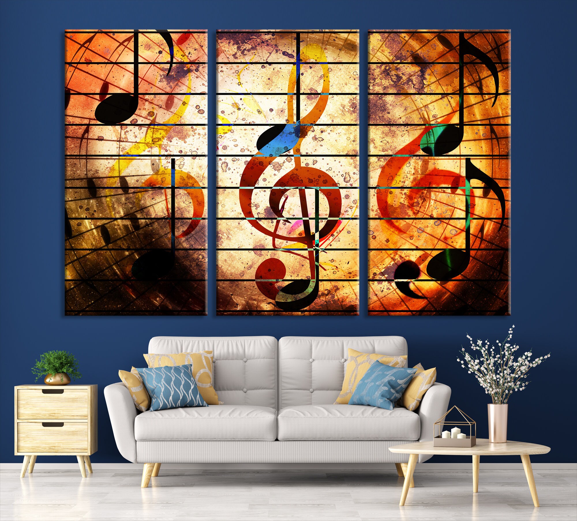 Treble Clef Large Canvas Wall Art Abstract Music Artwork - Etsy UK