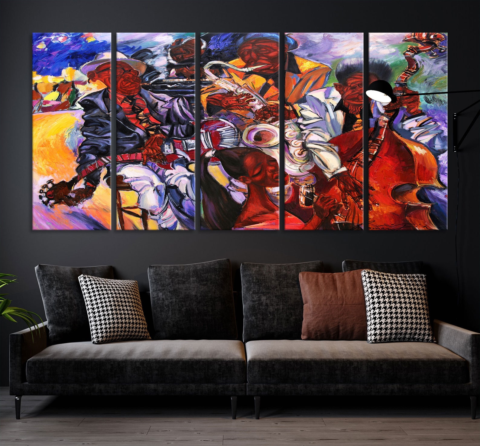 Jazz Wall Art Abstract Painting Print on Canvas Jazz Band Art - Etsy