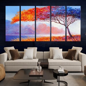 Abstract Blue Tree Artistic Wall Art for Home Deco, Colorful Tree ...