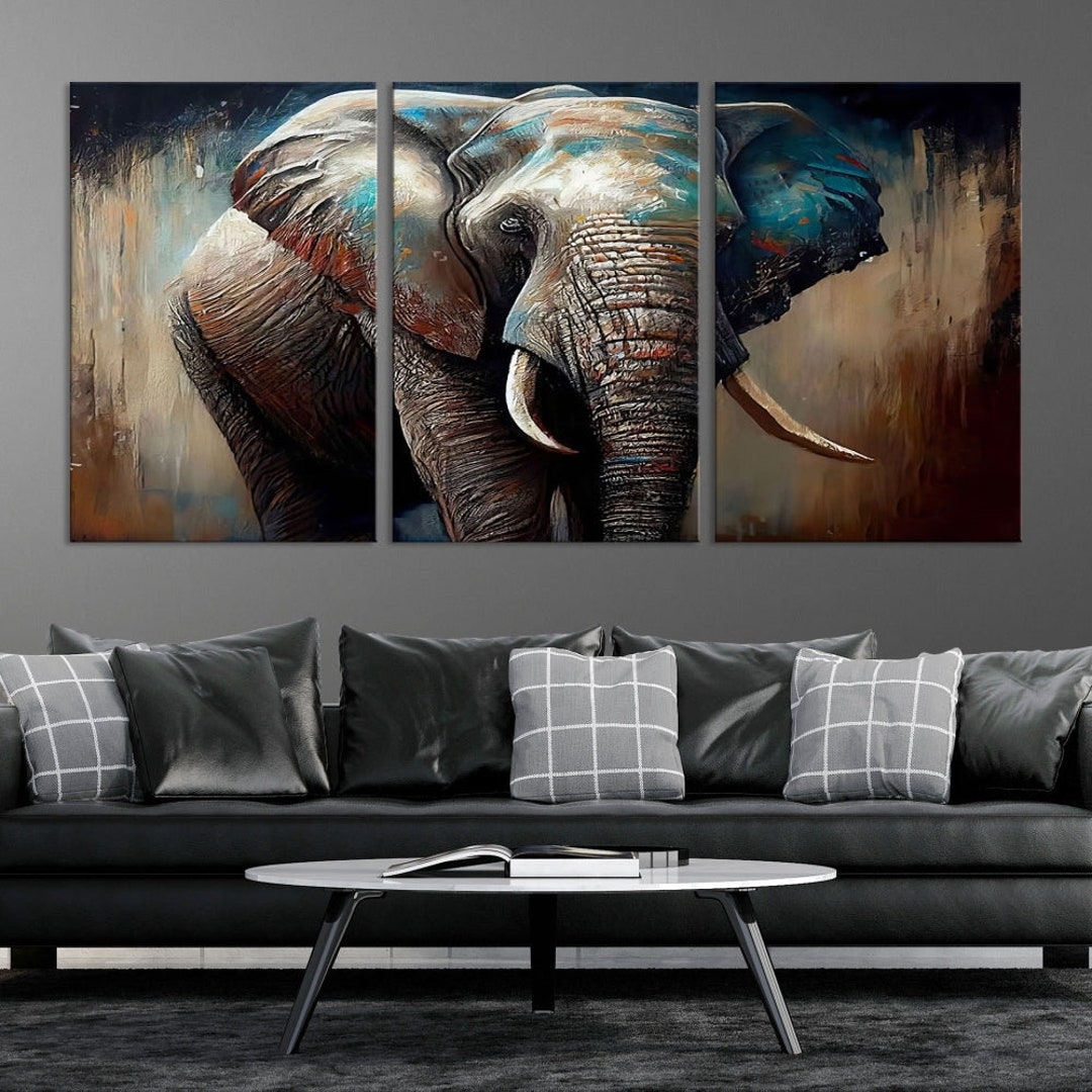 Large Elephant Print African Animal Canvas Art Wildlife Art - Etsy