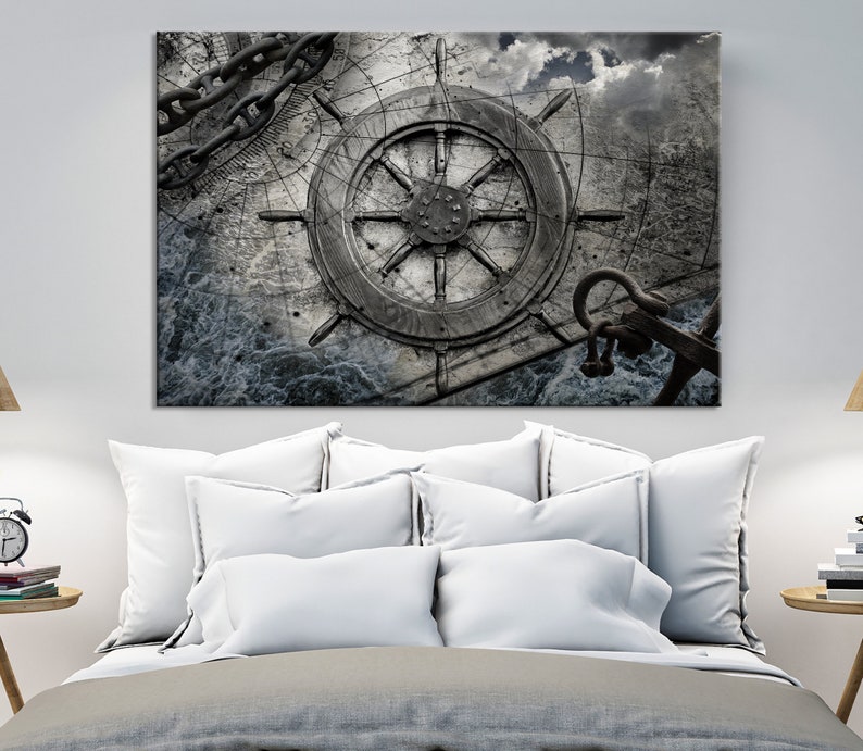 Ship Wheel Art Print Large Nautical Wall Art Ship Wheel - Etsy