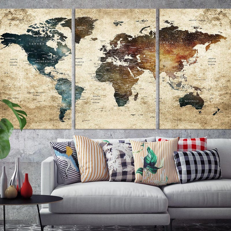 Framed World Map - Etsy